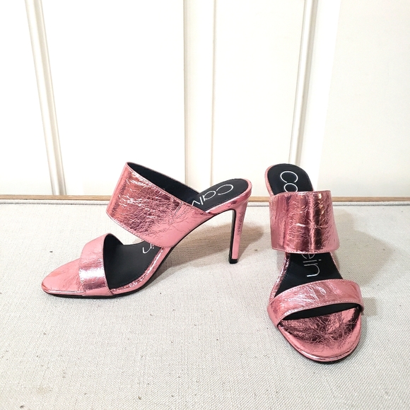Calvin Klein | Shoes | Calvin Klein Pink Metallic Heels Shoes | Poshmark